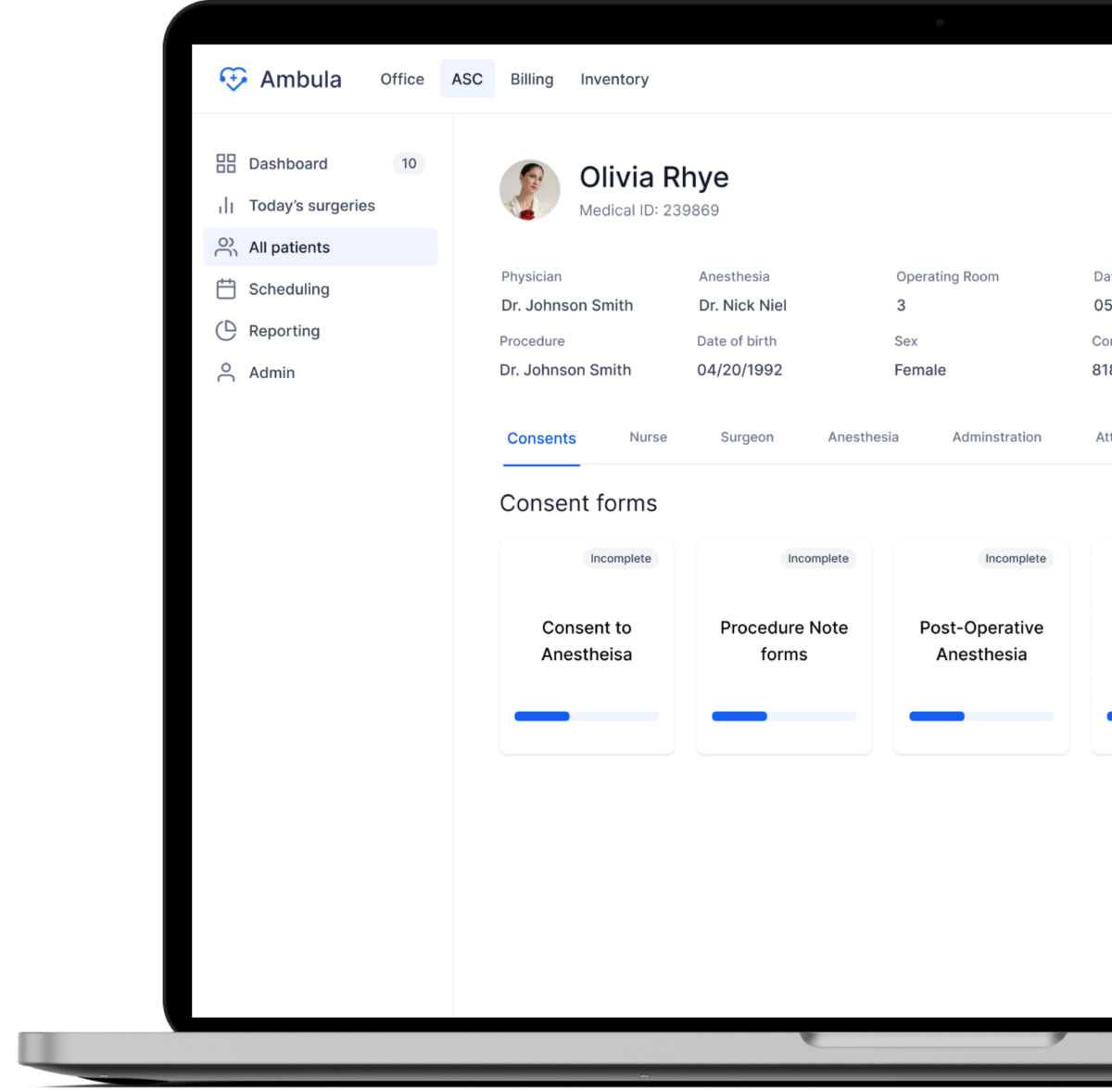 Orthopedic surgery software - Ambula Healthcare
